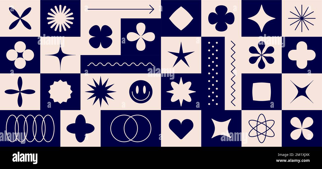 Futuristic graphic form. Set of geometric design element, shape symbol ...