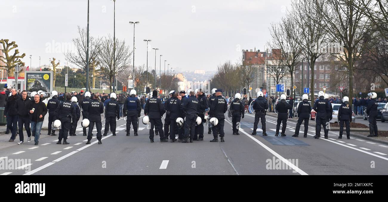 Illustration picture shows the police forces outside the stadium where ...