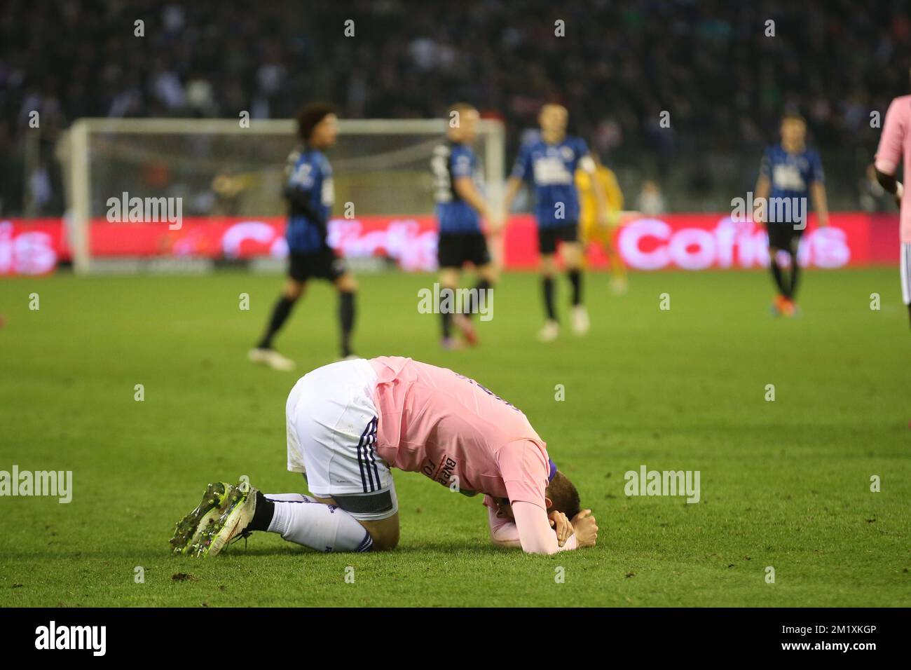 Anderlecht's player on the ground after they lost the Belgian Cofidis ...