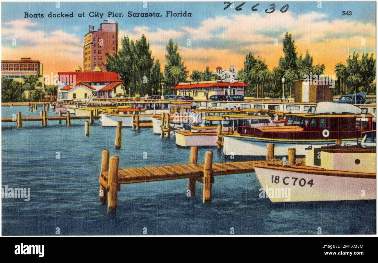 Boats docked at city pier, Sarasota, Florida , Piers & wharves, Boats ...