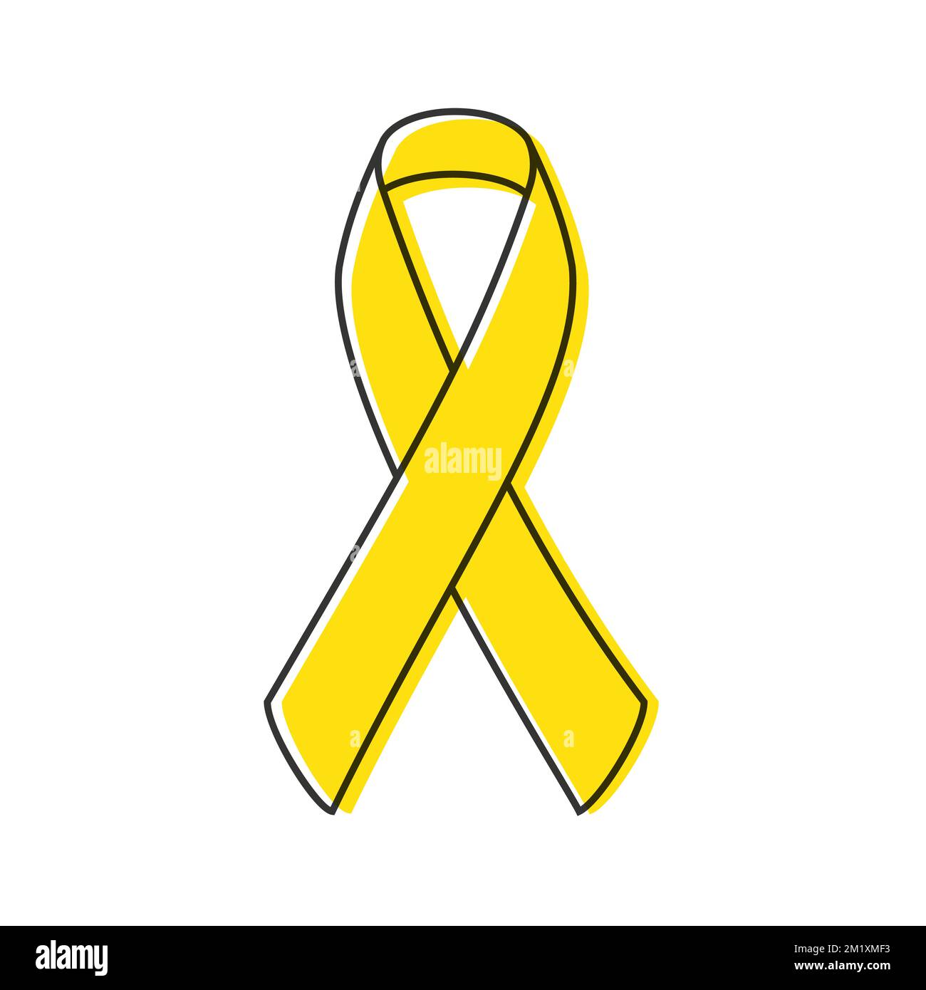 Awareness ribbon. Black outline. Yellow color. Vector illustration ...