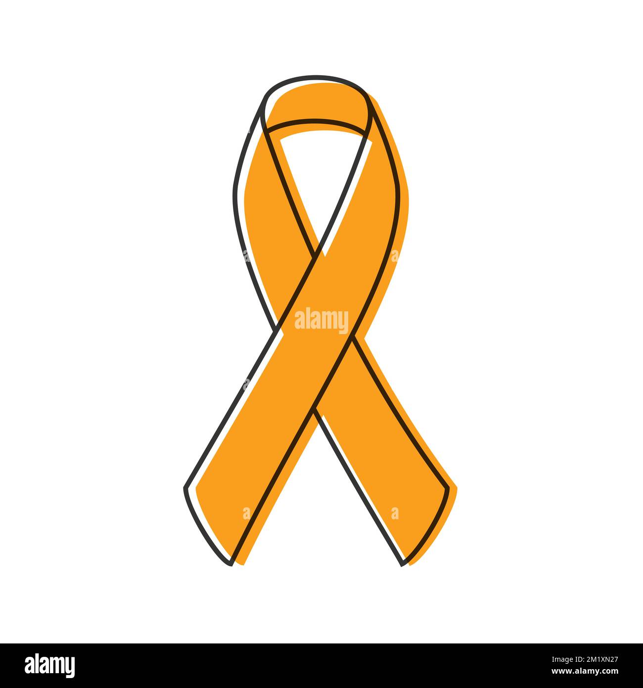 Awareness ribbon. Black outline. Orange color. Vector illustration ...