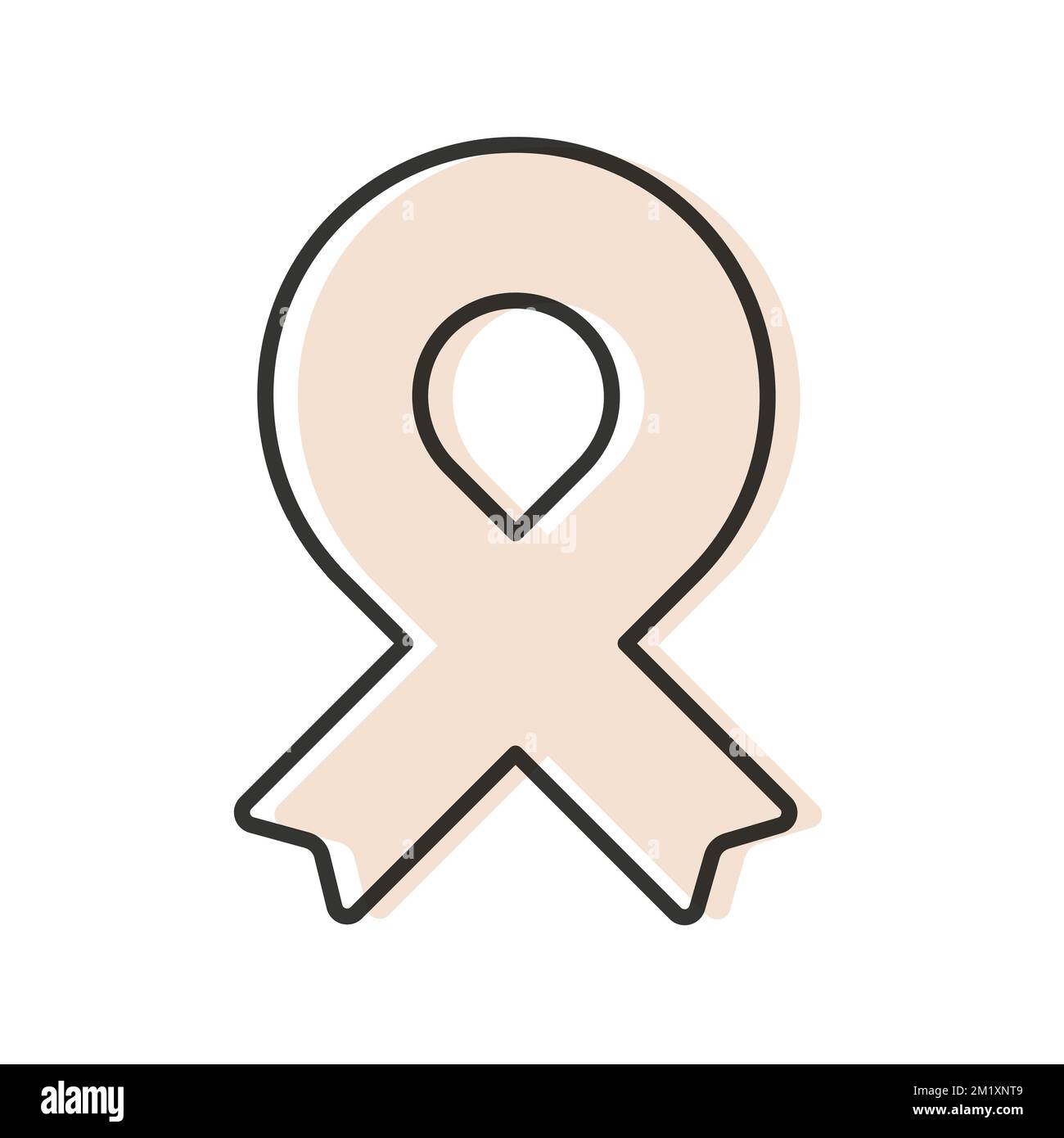 Awareness ribbon. Black outline. Cream color. Geometrical shape. Vector ...
