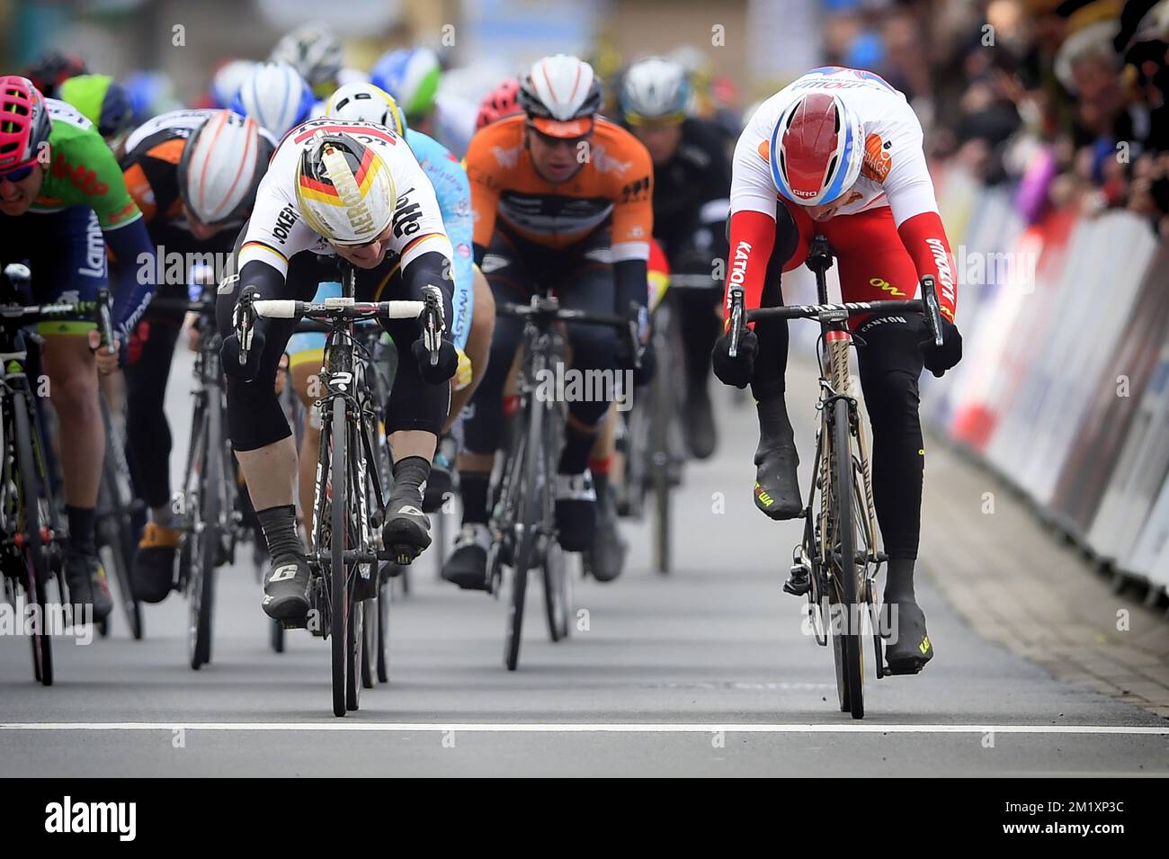 German Andre Greipel of Lotto - Soudal and Norvegian Alexander Kristoff ...