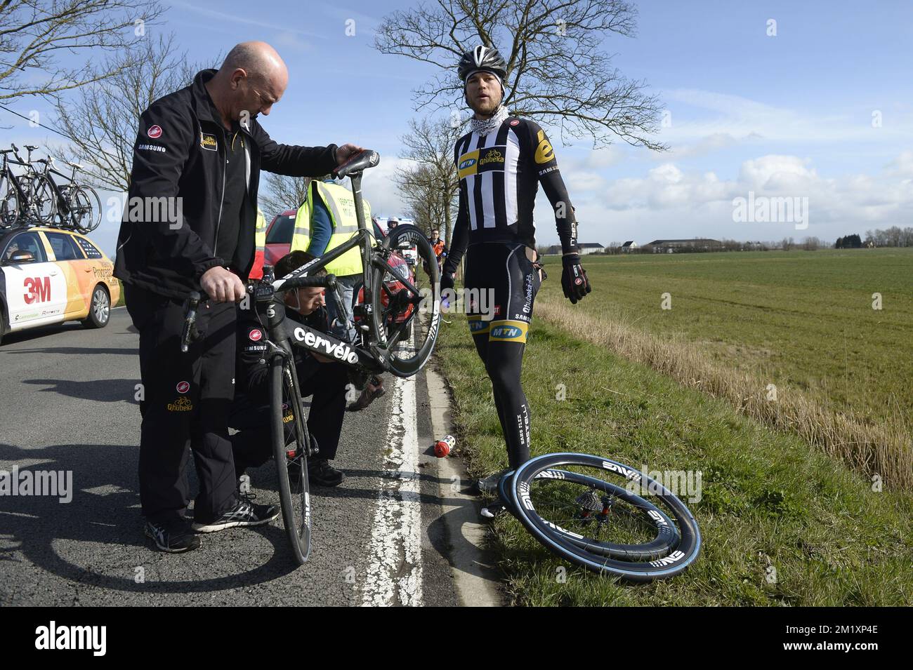 Dutch Theo Bos of MTN-Qhubeka pictured after a fall during the third ...