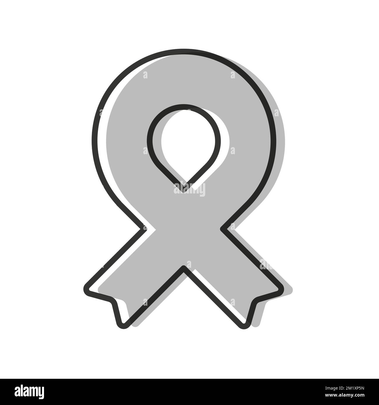 Awareness ribbon. Black outline. Grey color. Geometrical shape. Vector ...
