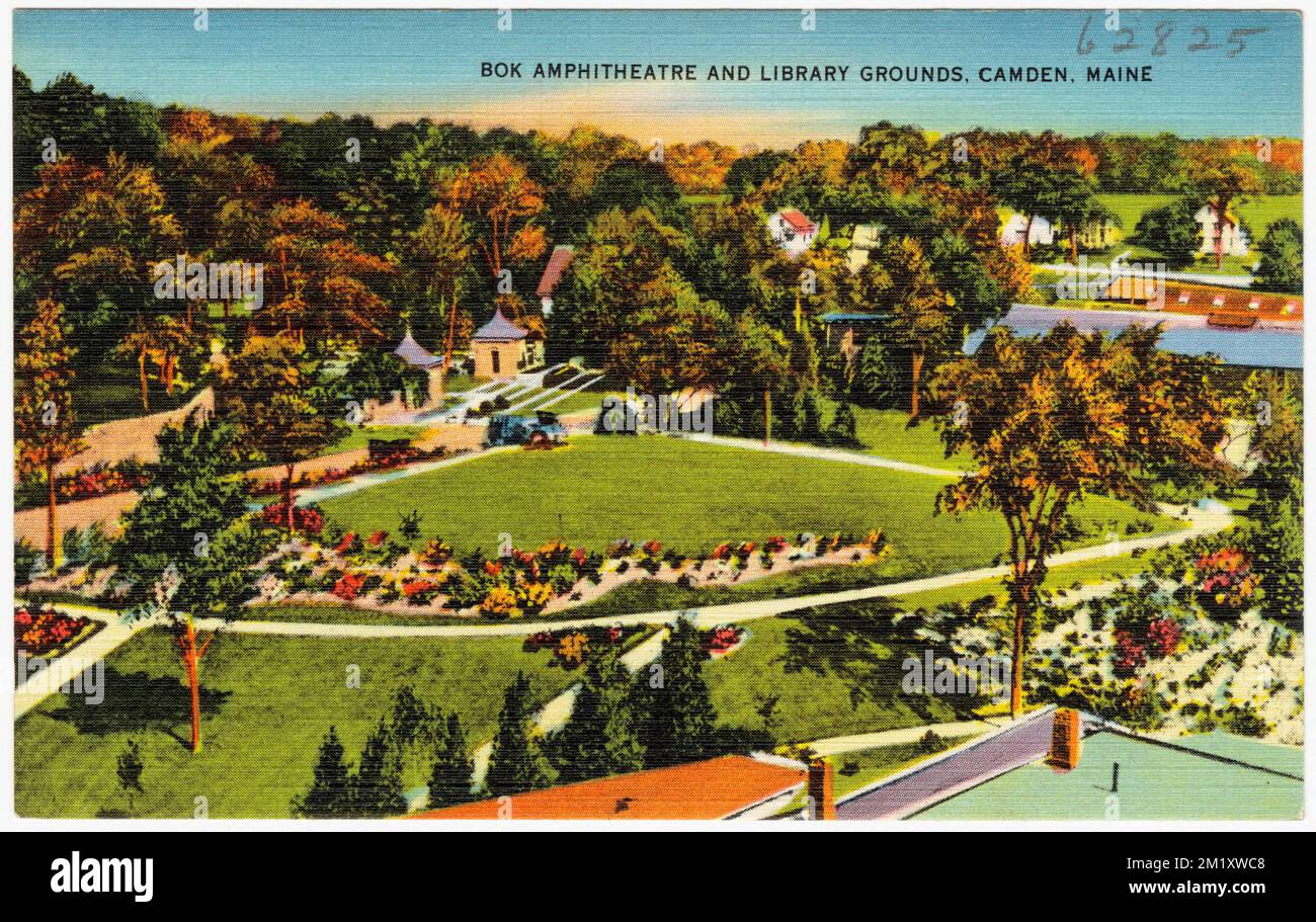 Bok Amphitheatre and library grounds, Camden, Maine , Tichnor Brothers ...