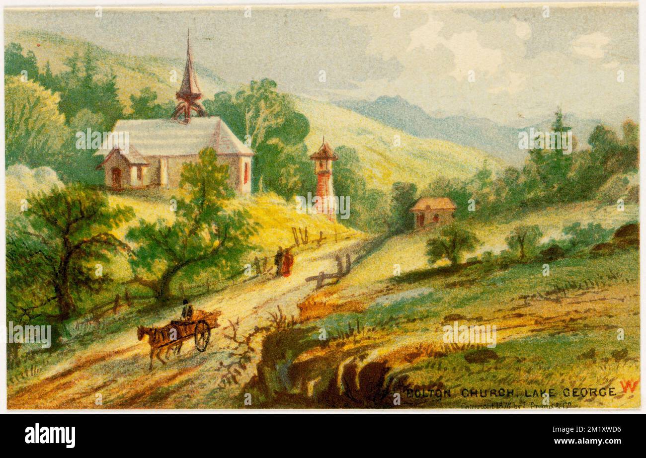 Bolton Church, Lake George , Churches, Carts & wagons, Horses. Louis ...