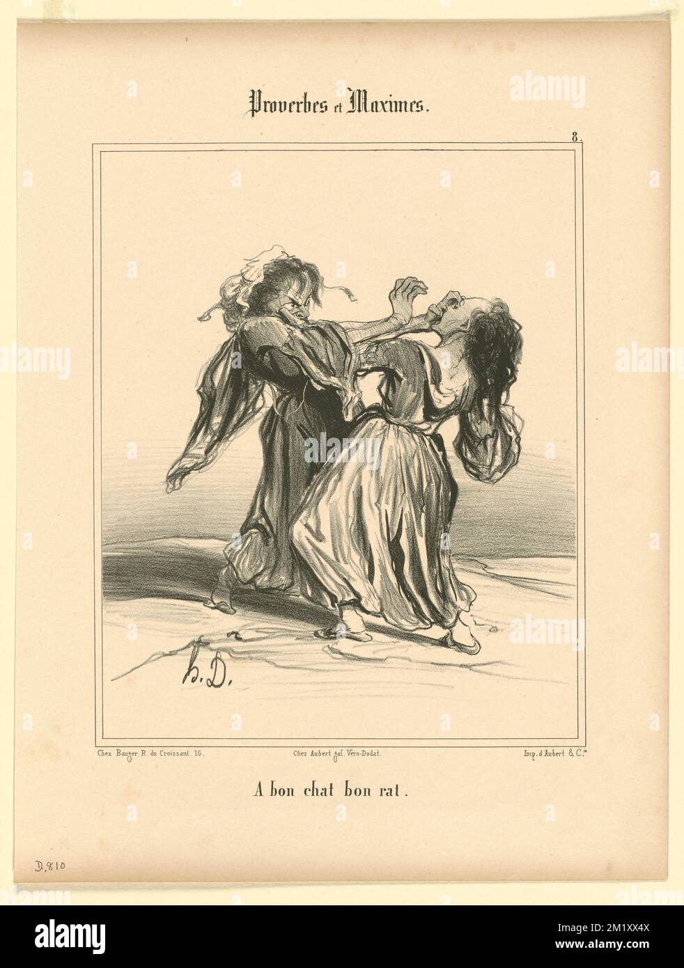 A bon chat bon rat. Honoré Daumier (1808-1879). Lithographs Stock Photo ...