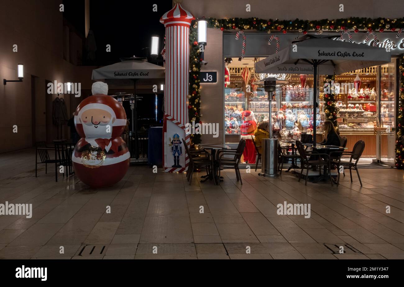 Christmas themed candy shop in galataport. Outside view.Istanbul ...