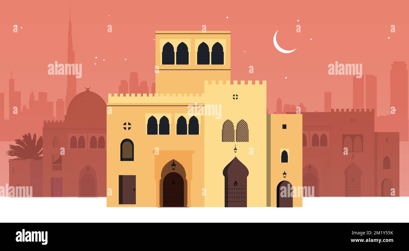 Arabic, Moroccan or Mediterranean style buildings. Skyline big city of ...