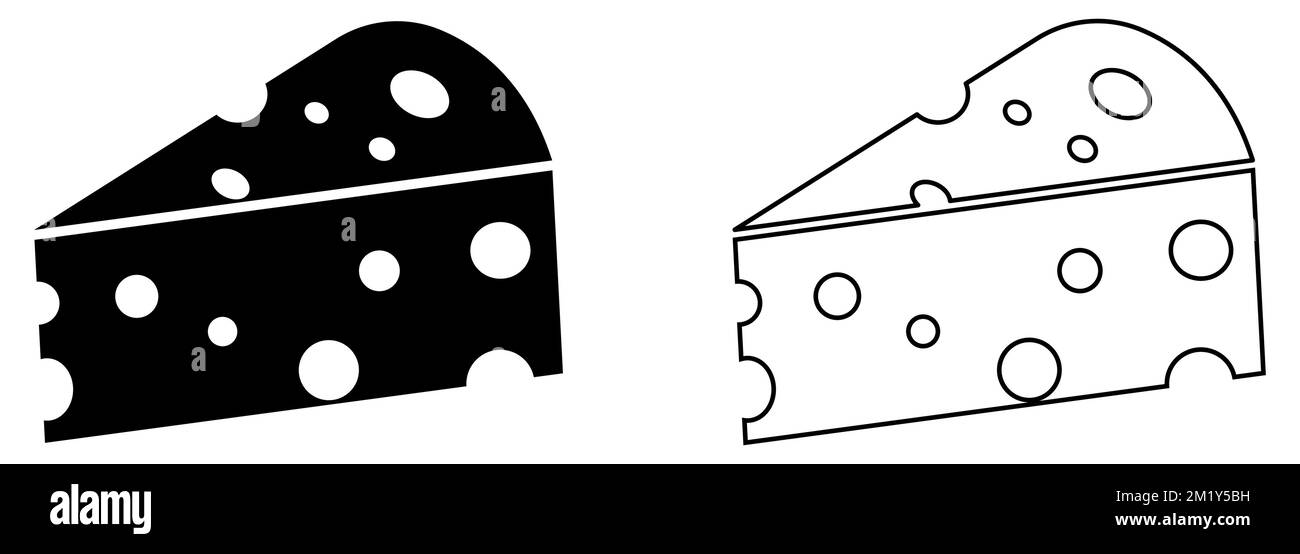 Cheese icons. Flat and line art style. Vector illustration isolated on ...
