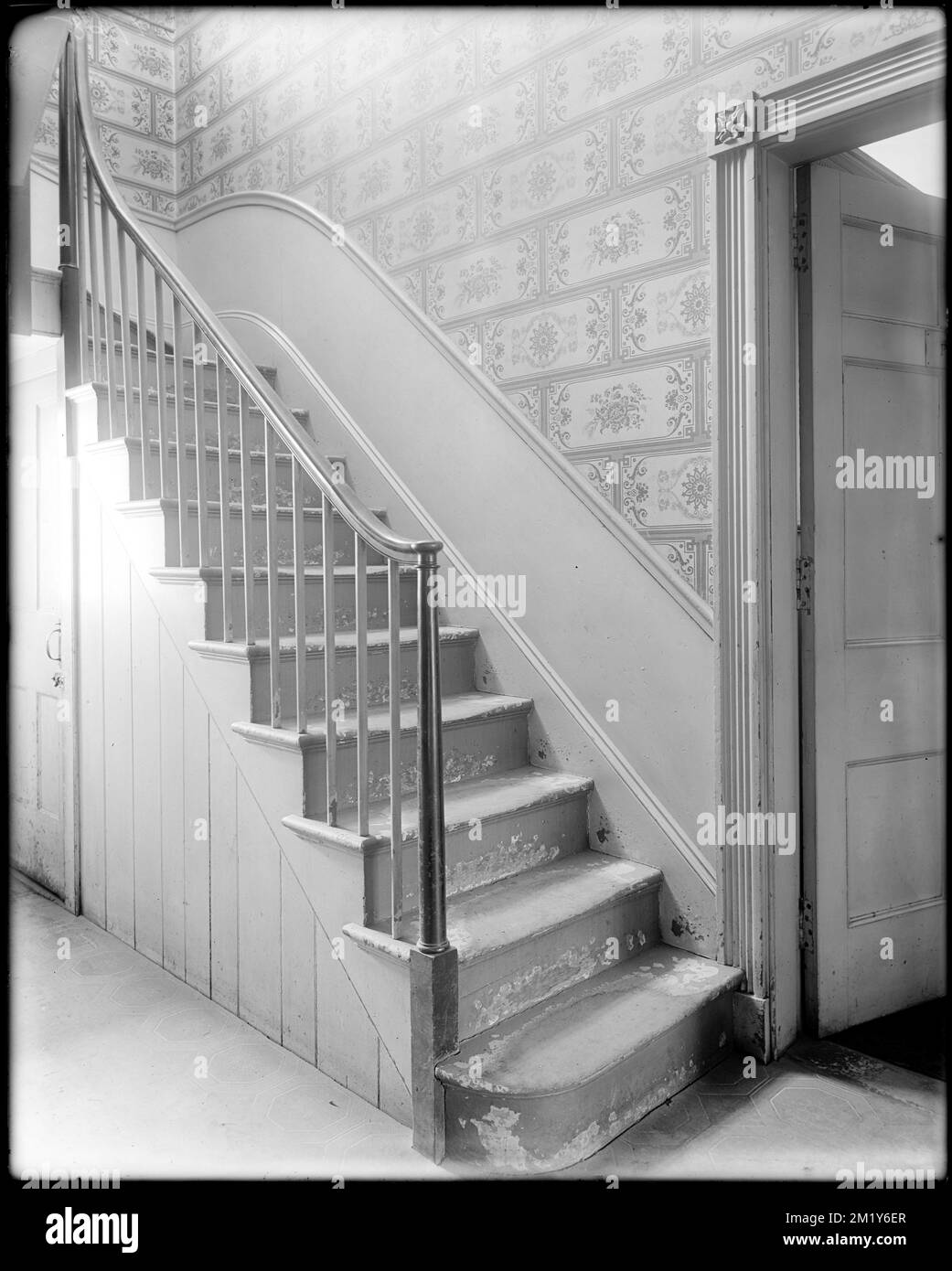 Boston, 40 Beacon Street, interior detail, stairway, Daniel P. Parker ...