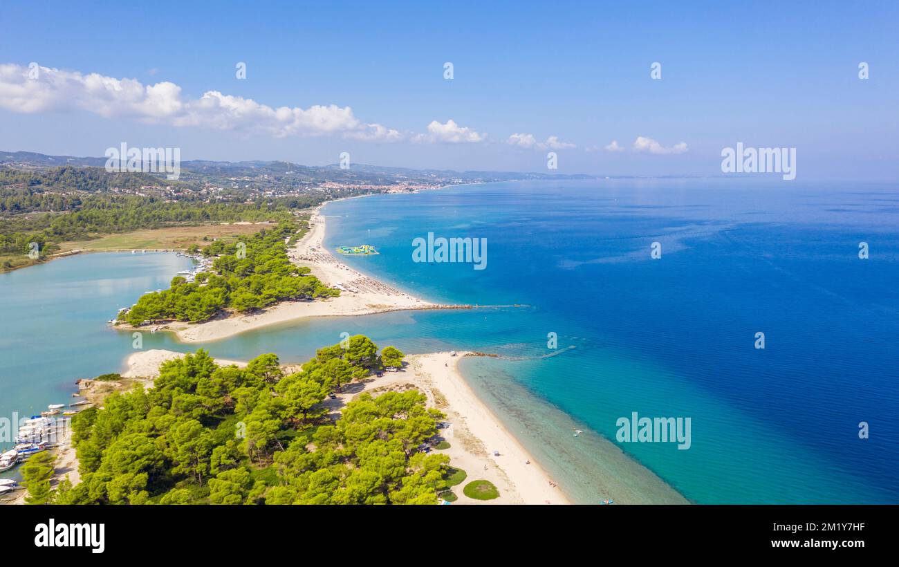 Aerial View From Flying Drone Of People Crowd Relaxing On Beach In ...