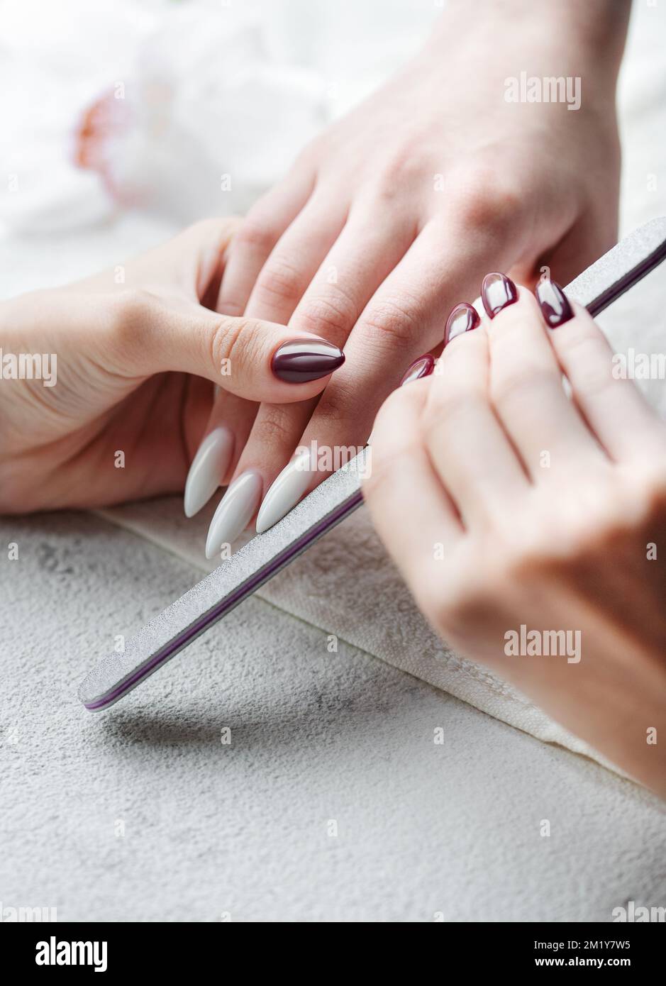 Hand finger nails woman on white hi-res stock photography and images ...