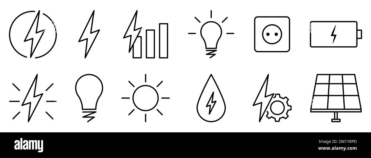 Set of energy line icons. Vector illustration isolated on white ...