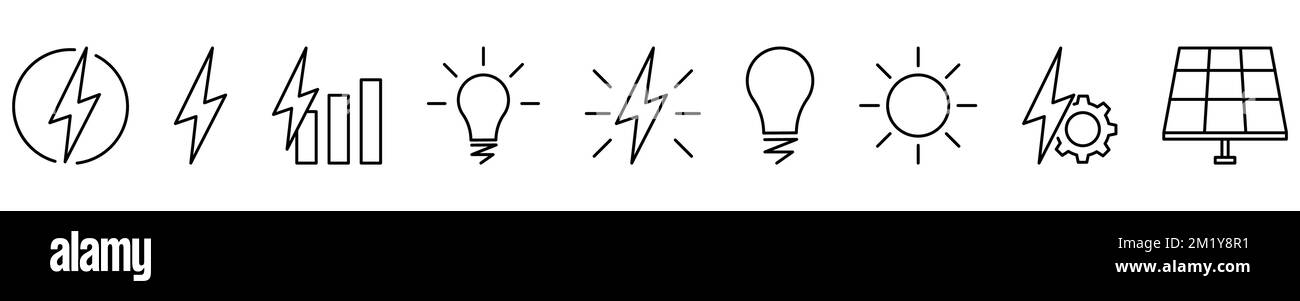Set of energy outline icons. Vector illustration isolated on white ...