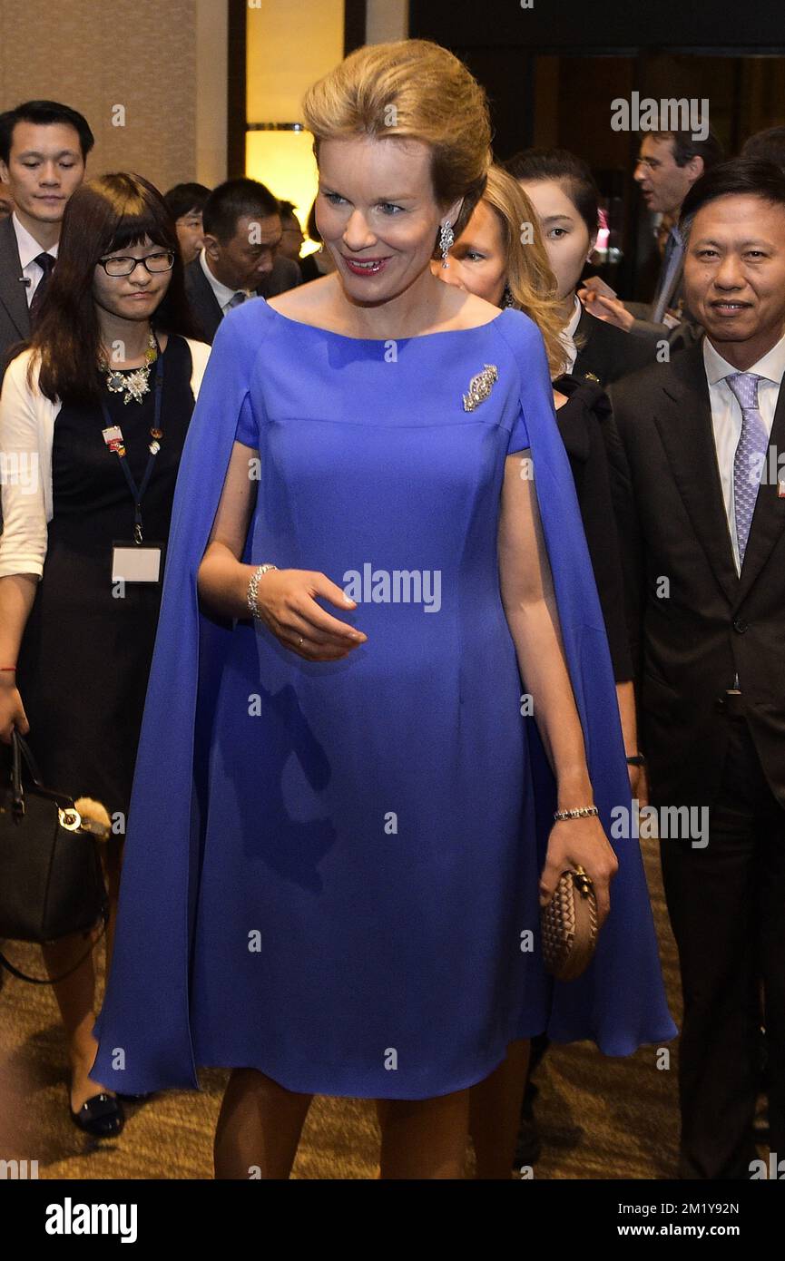 20150625 - SHANGHAI, CHINA: Queen Mathilde of Belgium pictured during a ...
