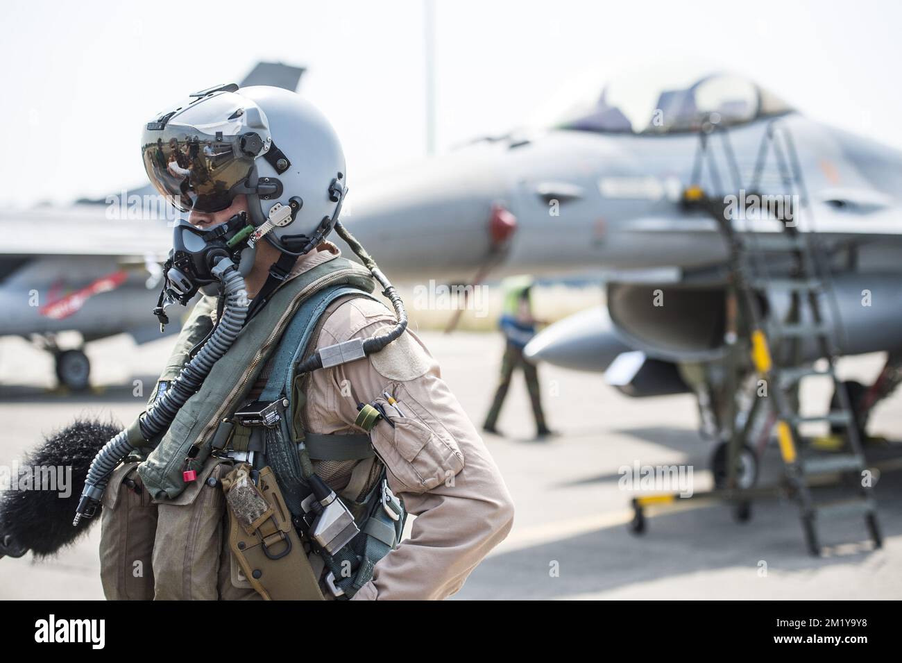 20150702 - FLORENNES, BELGIUM: A pilot pictured during the return of ...