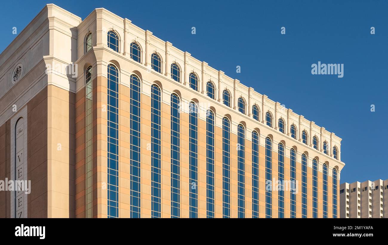 Facade of the luxury hotel and casino resort situated on the Las Vegas ...