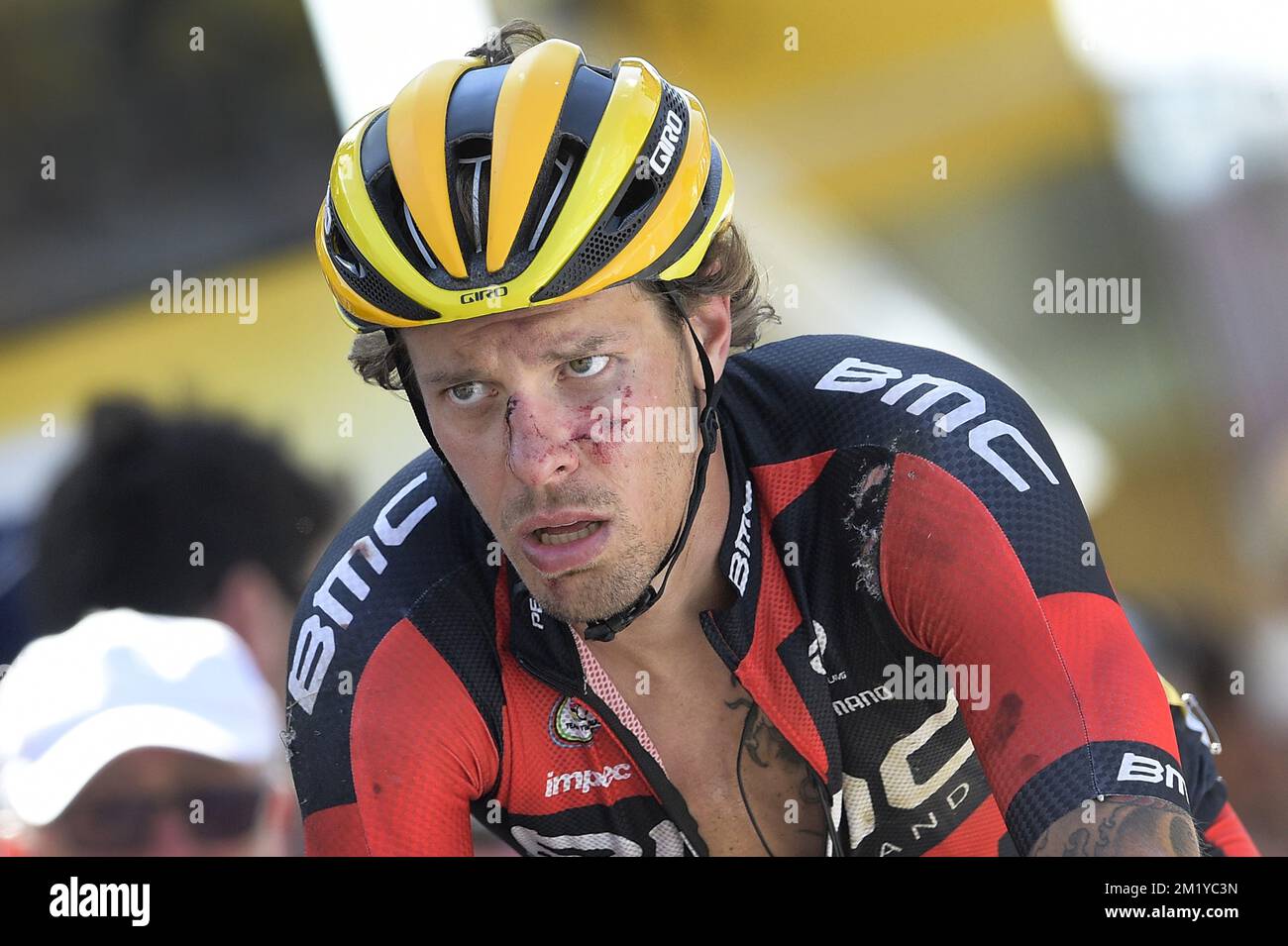 Italian Daniel Oss of BMC Racing Team pictured at the arrival of stage ...