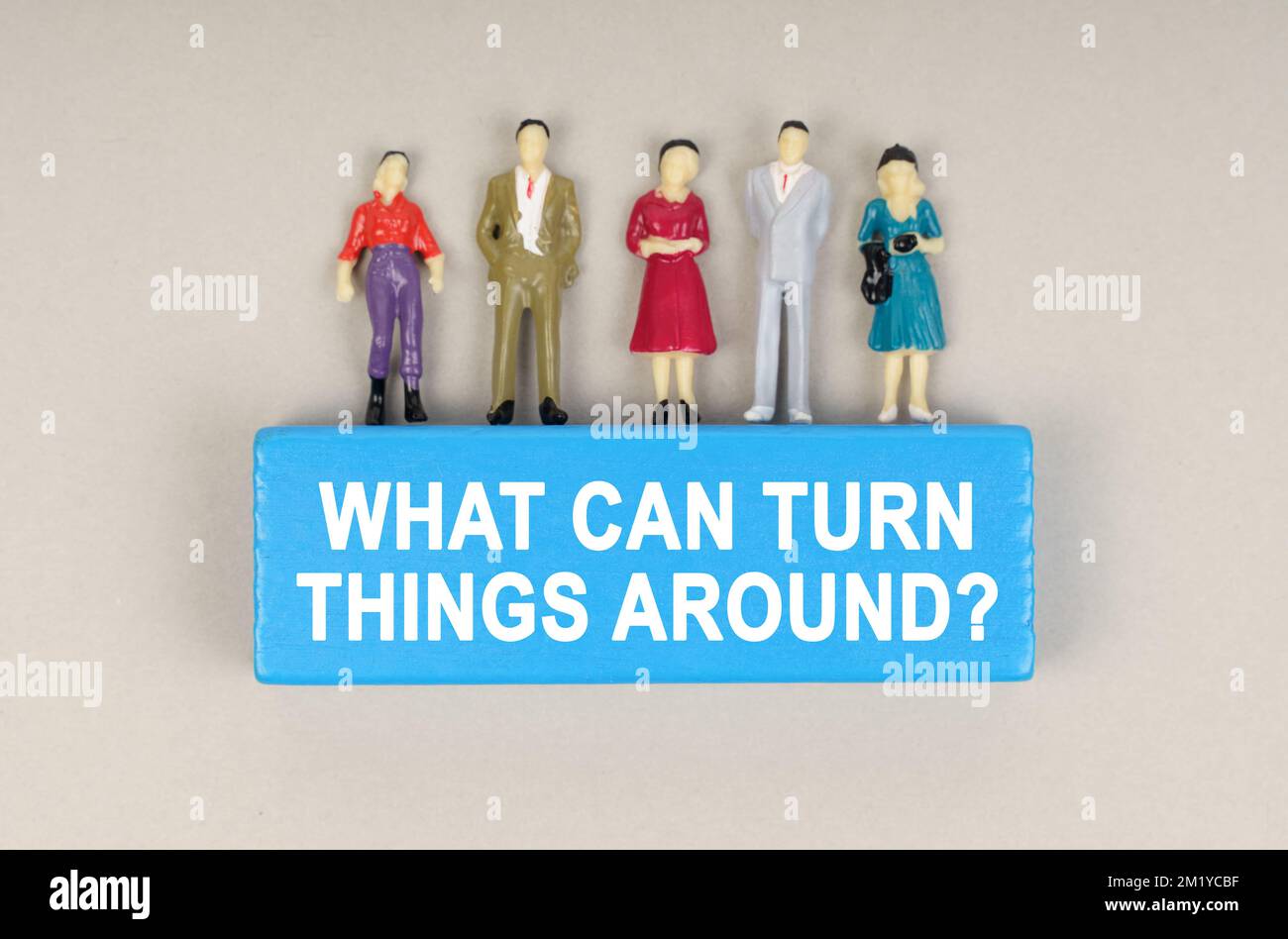 Business concept. On the blue block the inscription - What can turn ...