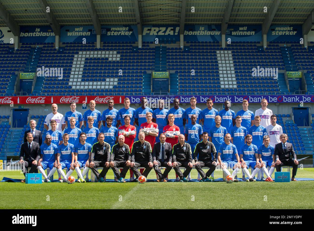 (Top L-R) Genk's warehouseman Alain Vanderlinden, Yoni Buyens, Sergej ...