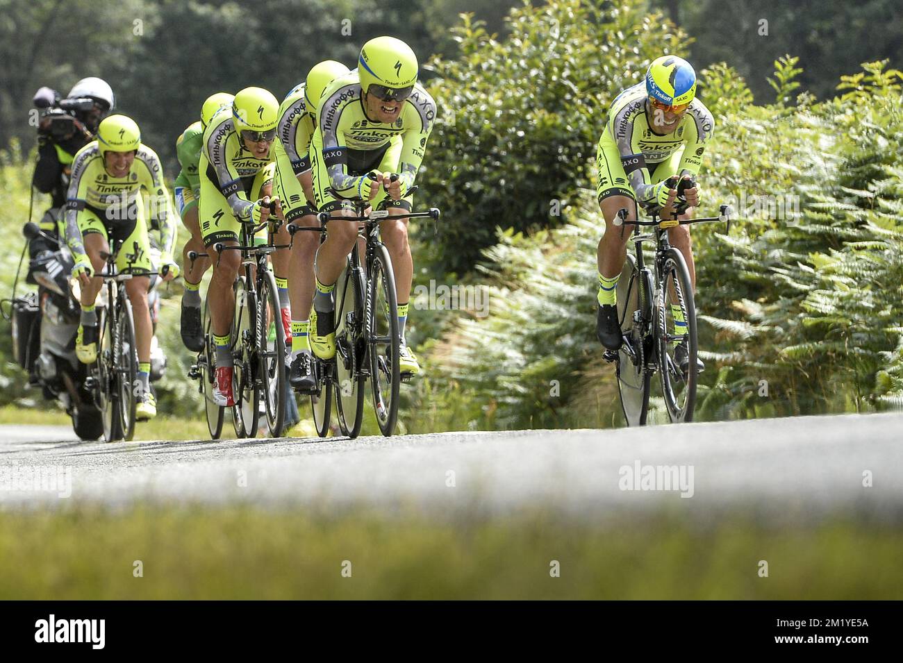 Tinkoff-Saxo riders pictured in action during stage 9 of the 102nd ...