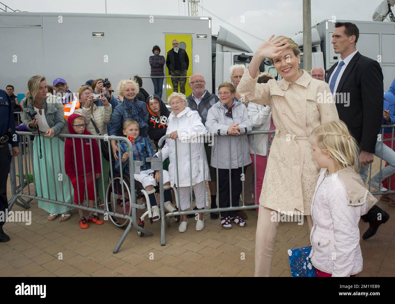 Queen Mathilde of Belgium and Princess Eleonore pictured during a sea ...