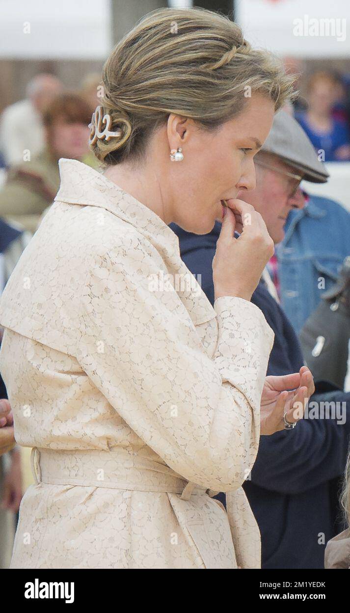 Queen Mathilde of Belgium pictured during a sea blessing ceremony and ...