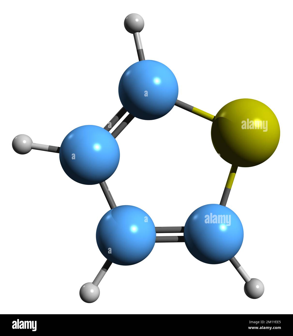 3D image of Thiophene skeletal formula - molecular chemical structure ...