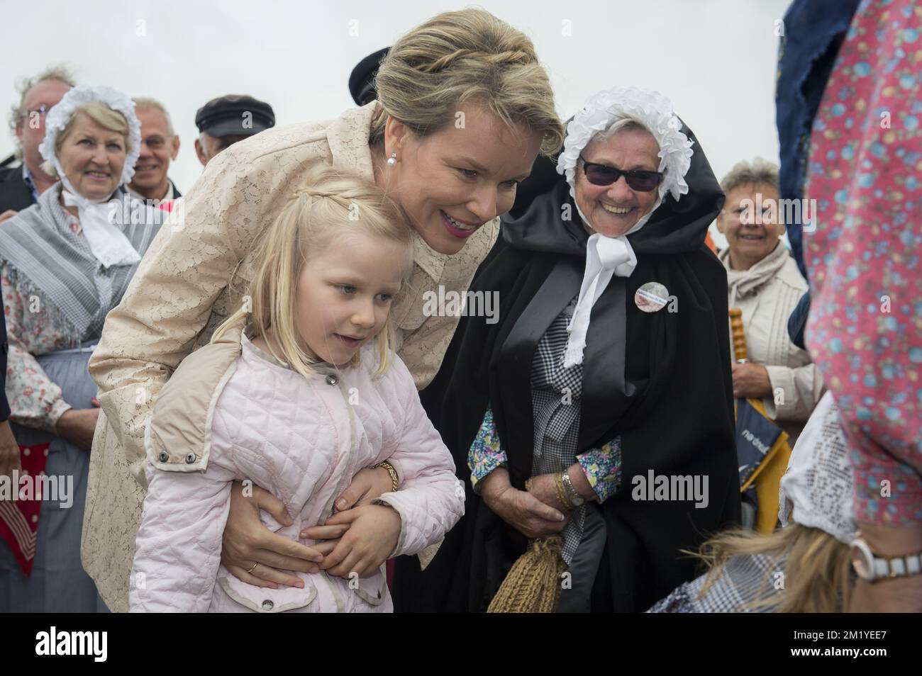 Queen Mathilde of Belgium and Princess Eleonore pictured during a sea ...