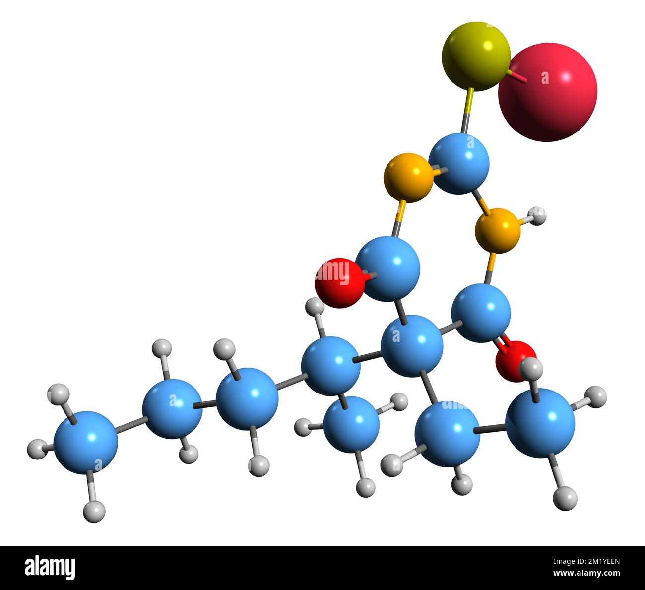 3D image of Sodium thiopental skeletal formula - molecular chemical ...