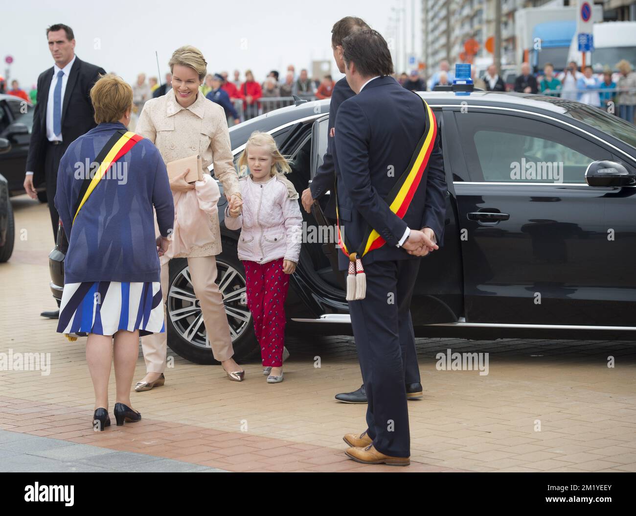 Anne Martens, Queen Mathilde of Belgium and Princess Eleonore pictured ...