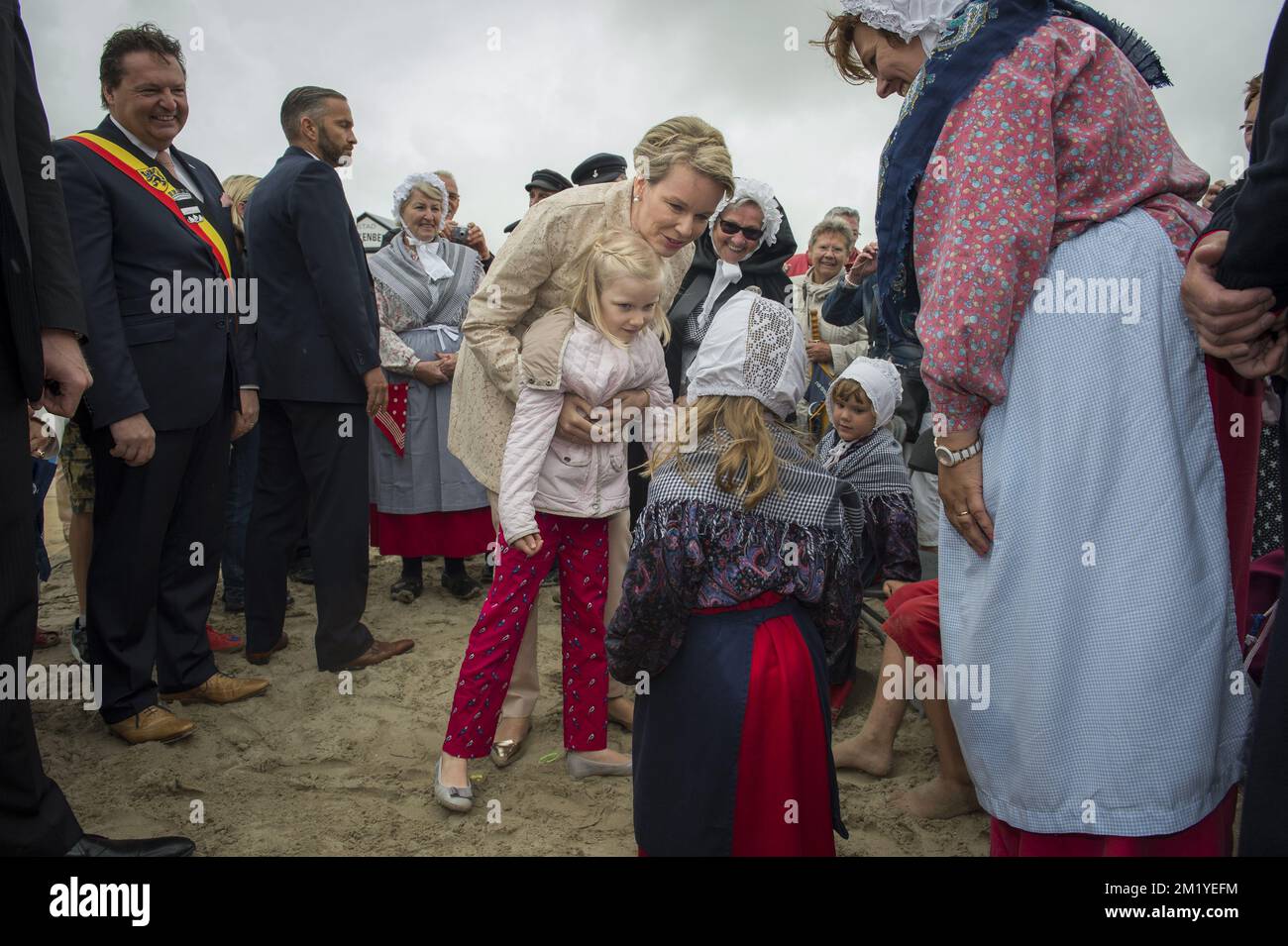 Queen Mathilde of Belgium and Princess Eleonore pictured during a sea ...