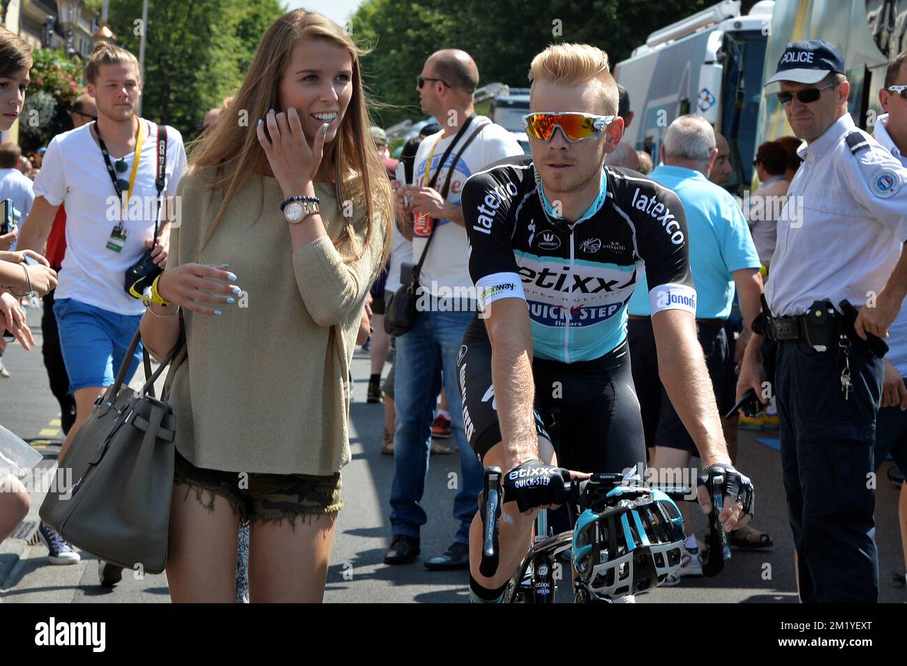 Belgian Julien Vermote of team Etixx - Quick-Step and his girlfriend ...