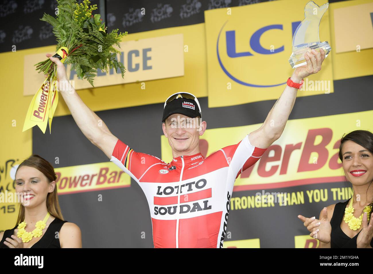 German Andre Greipel of Lotto - Soudal celebrates on the podium after ...