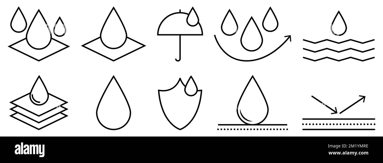 Waterproof line icons. Vector illustration isolated on white background ...