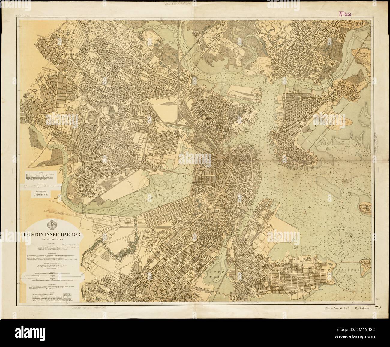 Boston Inner Harbor Massachusetts , Boston Harbor Mass., Maps Norman B ...