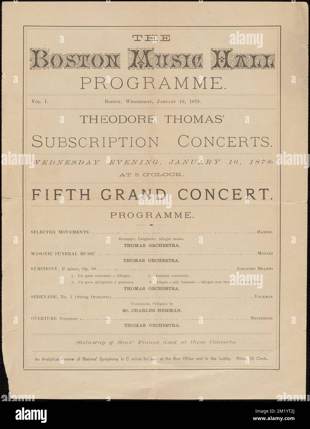 The Boston Music Hall programme, Theodore Thomas' subscription concerts ...