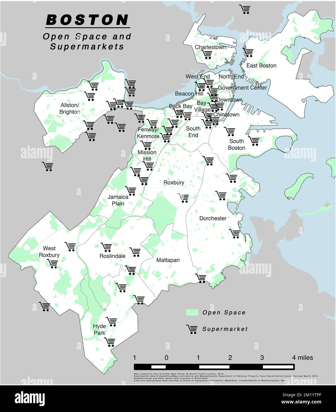Boston open space and supermarkets , Boston Mass., Maps, Supermarkets ...