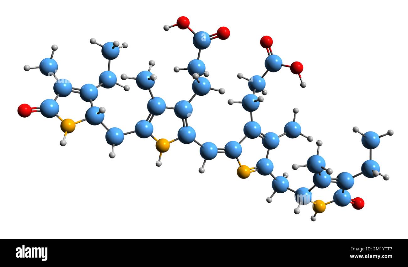 3D image of Urobilin skeletal formula - molecular chemical structure of ...