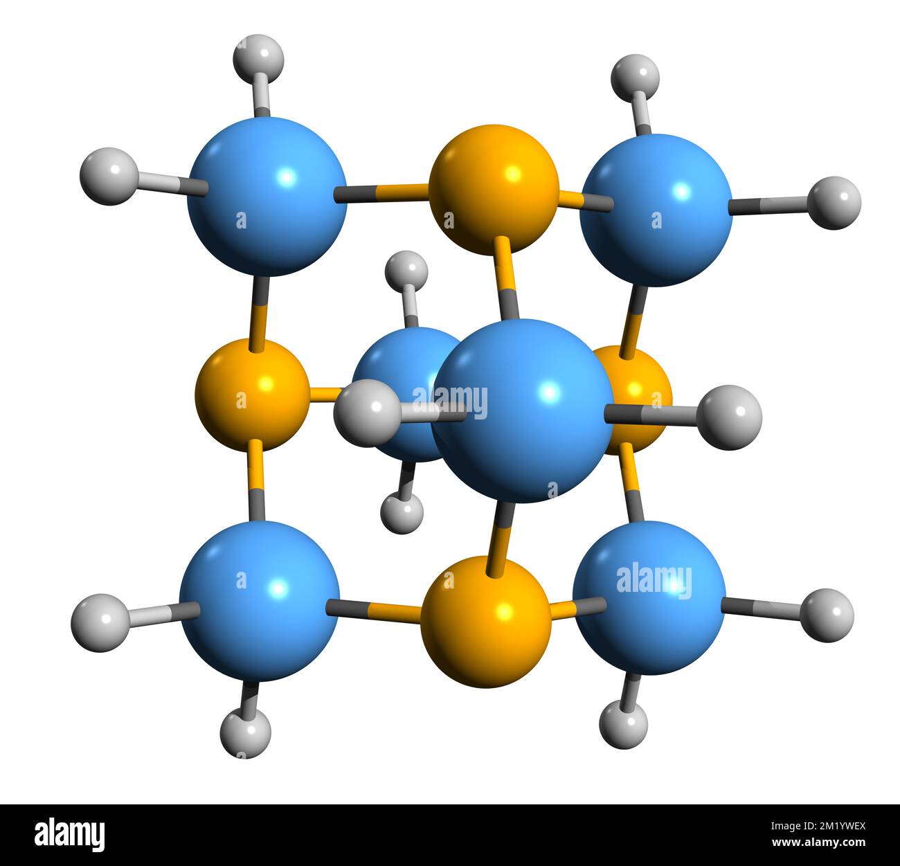 3D image of Hexamethylenetetramine skeletal formula - molecular chemical structure of Hexamine ...