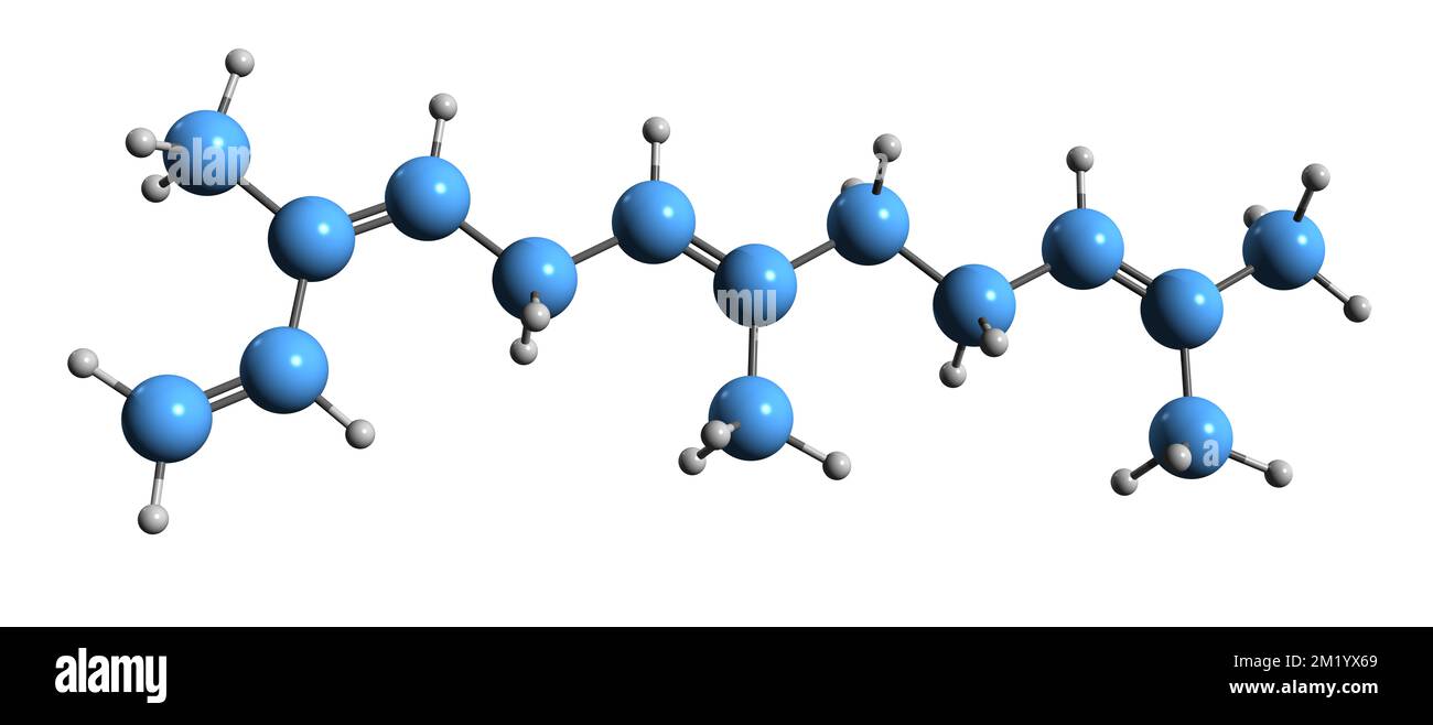 3D image of Farnesene skeletal formula - molecular chemical structure ...