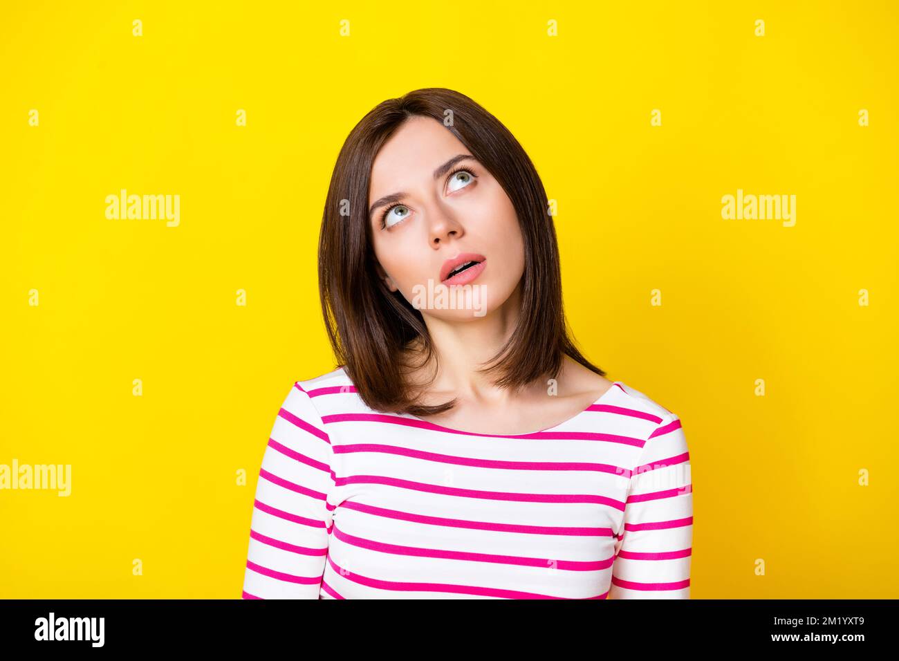 Photo portrait of pretty young woman dissatisfied roll eyes ignore ...
