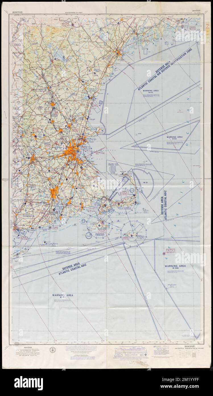 Boston sectional aeronautical chart , Coastlines, Aeronautics. Ralph ...