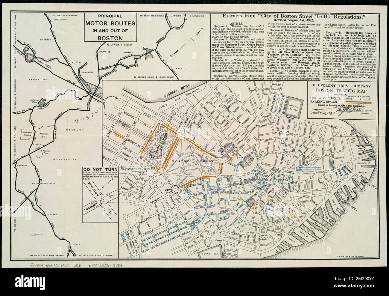 Boston traffic map showing one way streets and parking spaces , Traffic ...