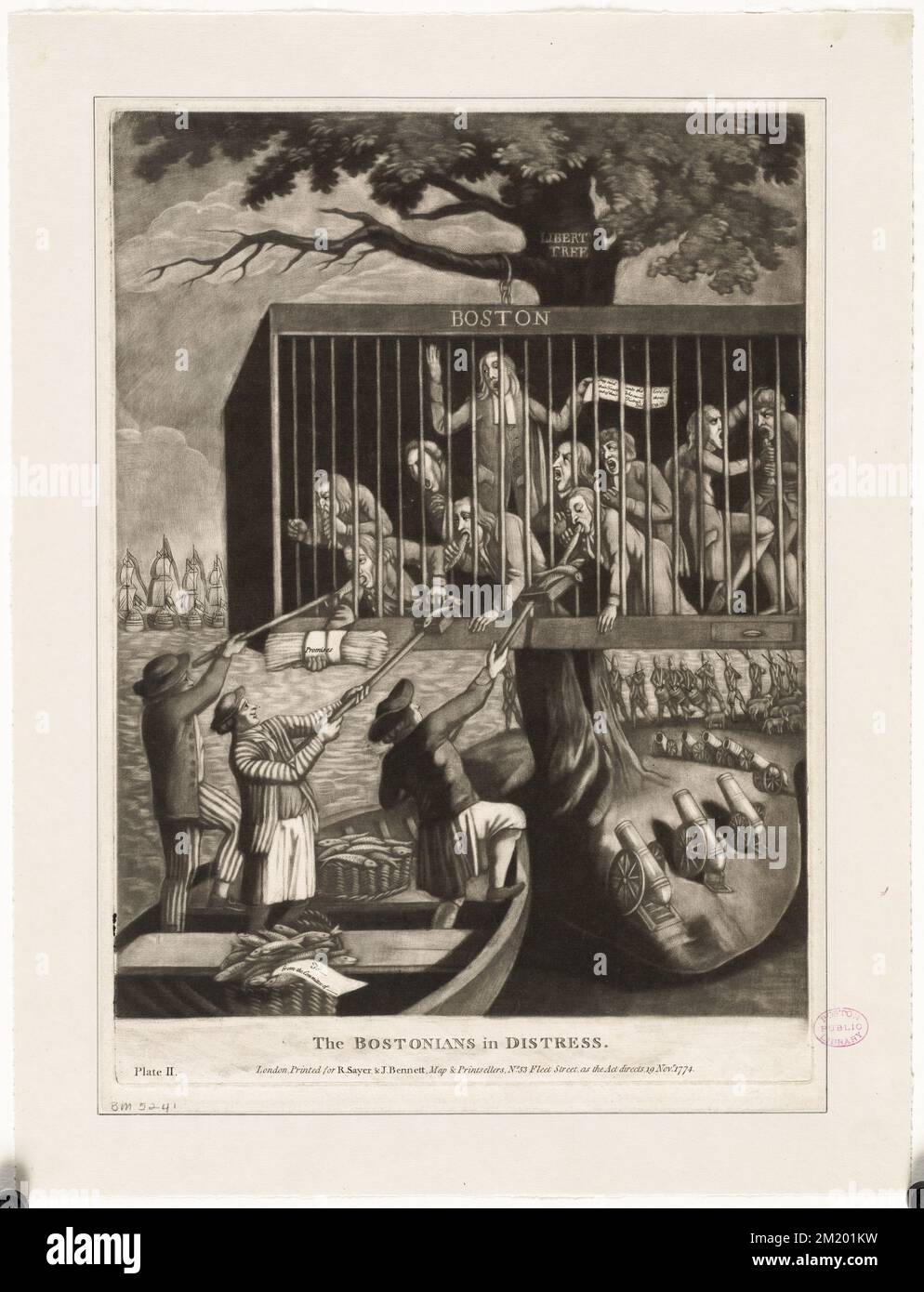 The Bostonians in distress, plate II. , Prisoners, Soldiers, Liberty ...