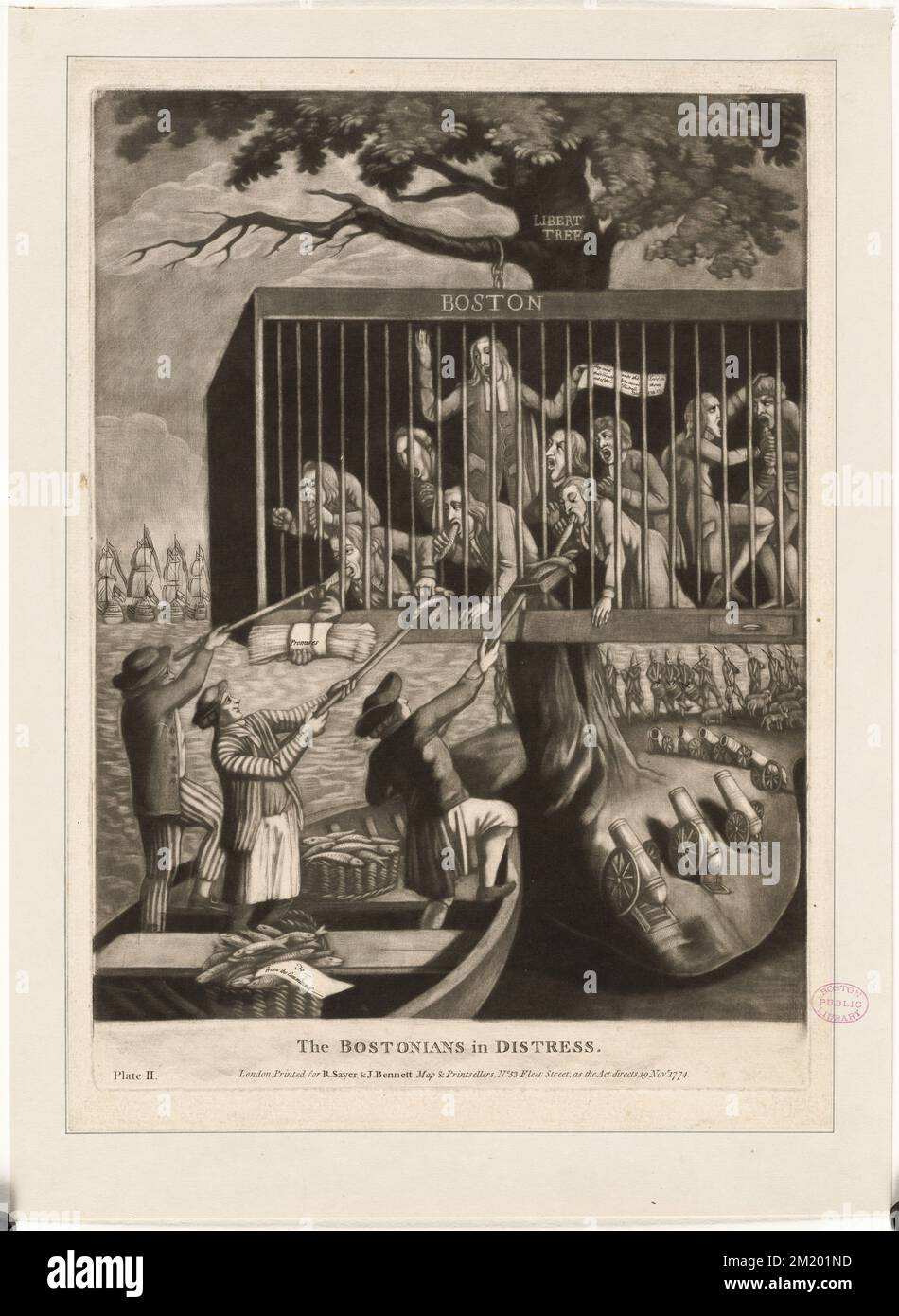 The Bostonians in distress, plate II. , Prisoners, Soldiers, Liberty ...