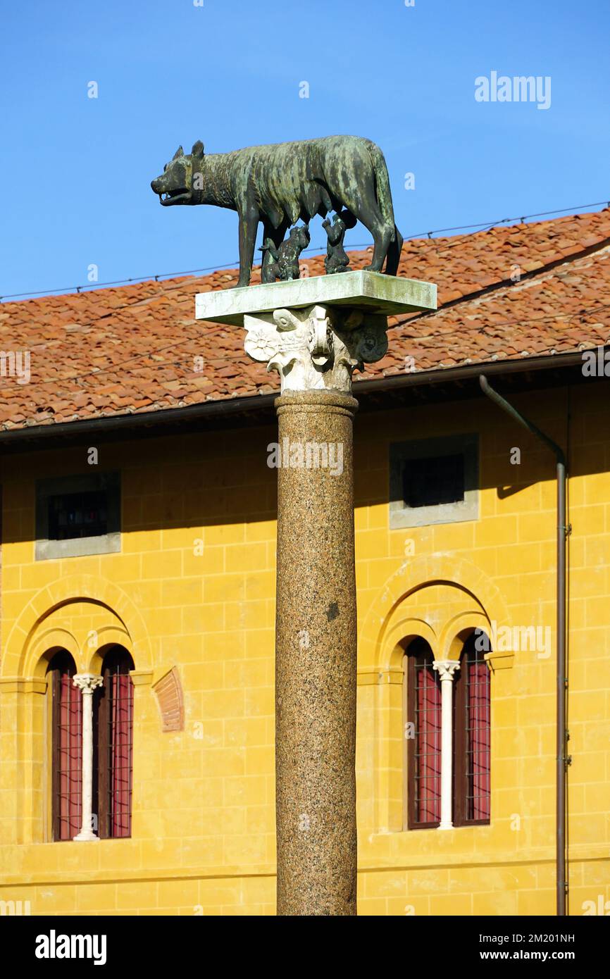 Lupa Capitolina, statue of a female wolf, Piazza dei Miracoli, Square ...